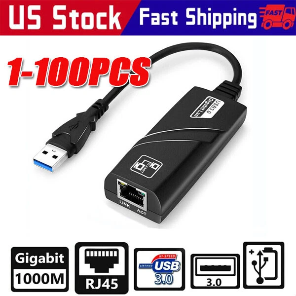 USB 3.0 GIGABIT Ethernet LAN RJ45 1000Mbps Network Adapter For Windows ...