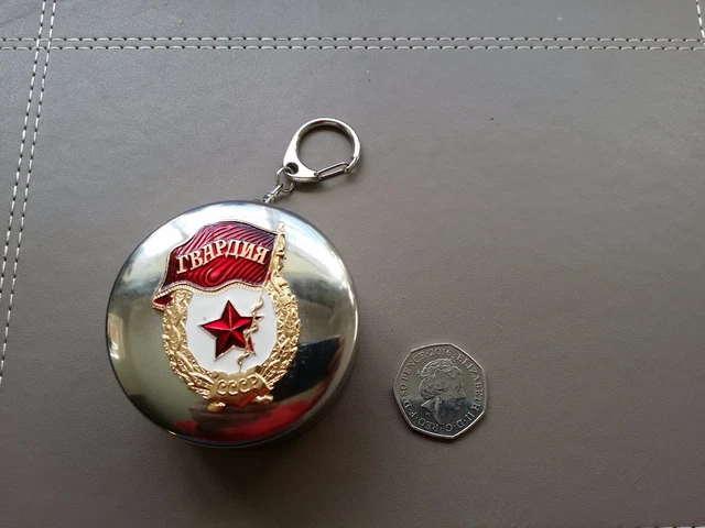 SOVIET MILITARY STAINLESS Steel Folding Cups with Soviet Guards emblem ...