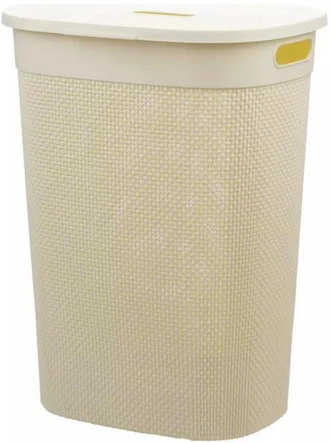 50L LARGE PLASTIC Rattan Style Laundry Clothes Storage Washing Bin ...