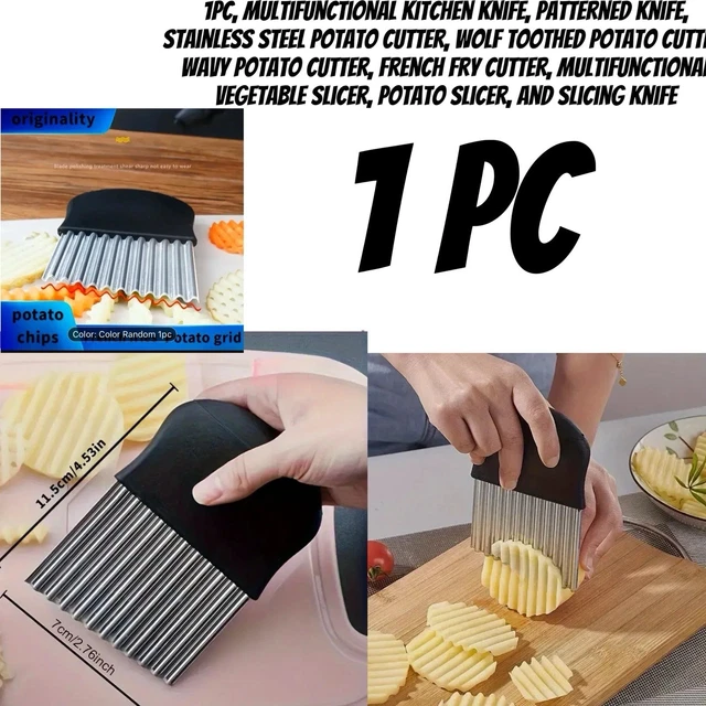 WAVY POTATO CUTTER Crinkle Chip Slicer Knife Stainless Steel 1PC £4.99 - PicClick UK