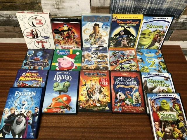 BUNDLE OF 19 Children's Disney/Dreamworks DVD's 4 Shrek, 3 Dr. Dolittle ...