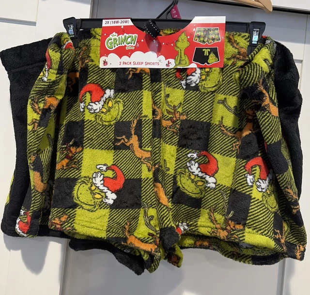 THE GRINCH AND Max Santa 2 Pack Fleece Sleep Shorts Ladies 2xl £8.88 ...