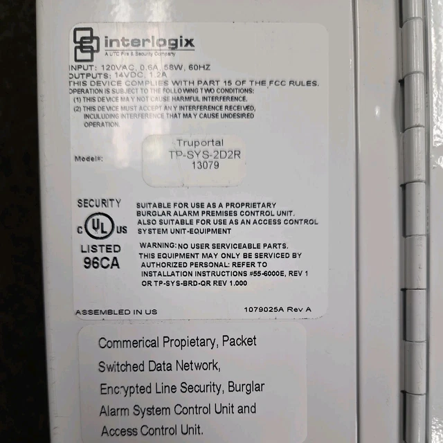 INTERLOGIX TP-SYS-2D2R TruPortal Access Controller- White Enclosure ...