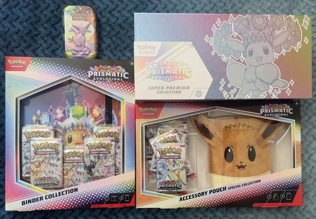 POKEMON PRISMATIC EVOLUTIONS Super Premium Collection, Pouch, Binder ...