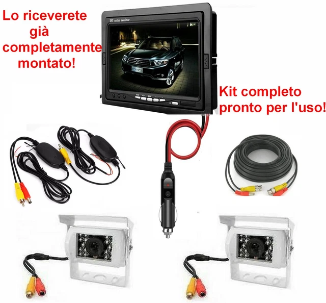 KIT RETROMARCIA CAMPER roulotte trailer TIR Monitor 7" 2 telecamere (1 ...