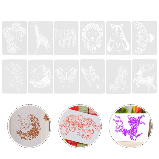 12 PCS MODÈLE De Dessin D'animaux Gabarit Pochoir D'art Lavable Enfant ...