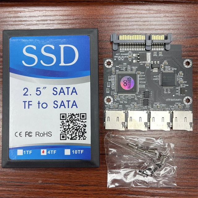 FOUR WAY MICRO-SD Tf Memory Card To SATA Adapter With Case For Desktop ...