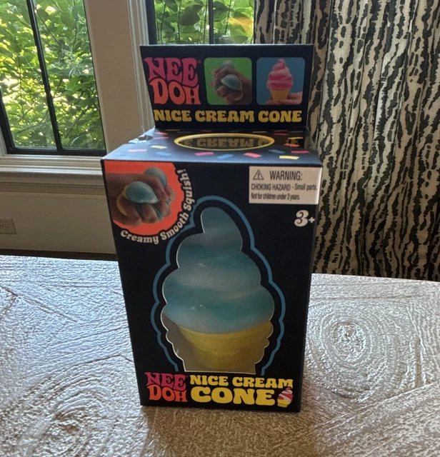 NEE DOH NICE Cream Cone Tactile Squeeze Squish Toy, Blue/Yellow, Ages 4 ...