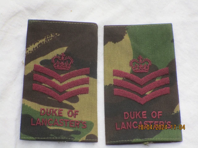 SHOULDER MARKS: STAFF Sergeant, DPM, Duke Of Lancaster´S Regiment, Pair ...