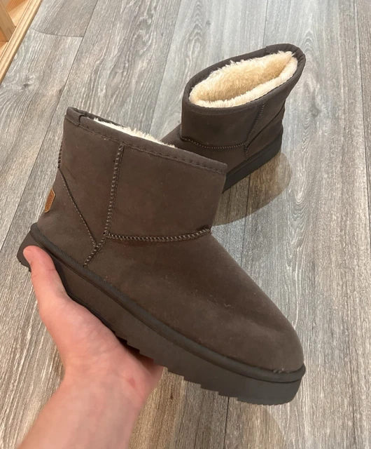 MEN'S BROWN SUEDE Faux Fur Lined Slip-On Ankle Boots EU 43 UK 9 £2.24 ...