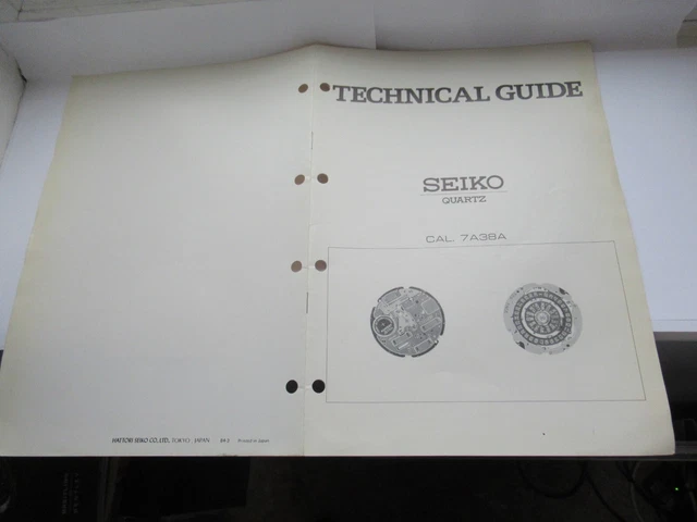 SEIKO 7A38A WATCH Quartz Technical Guide 1984 7 Page Very Rare ...