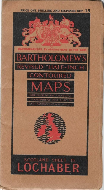 BARTHOLOMEWS REVISED HALF Inch Contoured Map Scotland Sheet 15 Lochaber ...