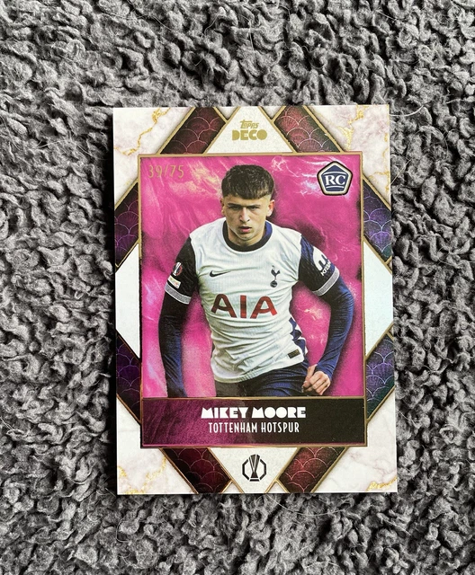 TOPPS DECO 2024/25 Mikey Moore /75 Prodigy RC Spurs Tottenham Numbered ...