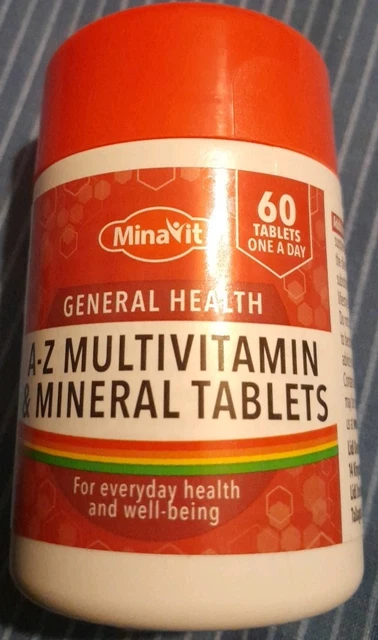 MINAVIT A-Z MULTIVITAMINS & MINERALS TABLETS 120 TABLETS 6O IN EACH TUB ...
