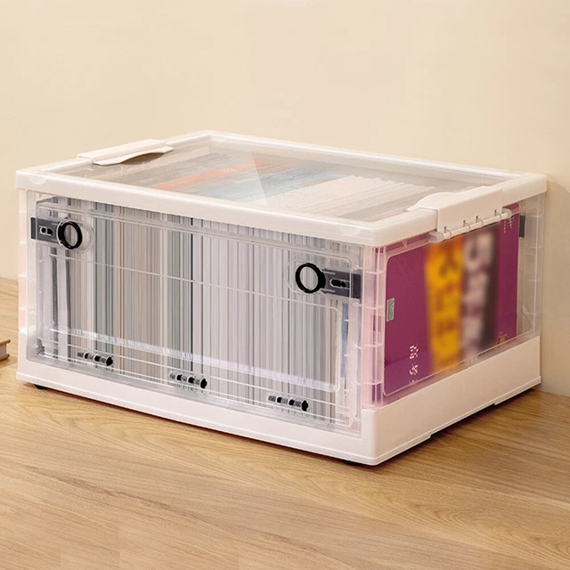 PLASTIC STORAGE BIN Stackable Container Collapsible Storage Cube with ...