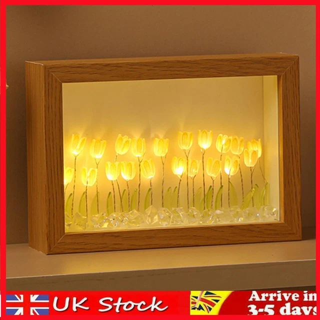 PHOTO FRAME TULIP DIY Night Light Gift Bedside Light (20 flowers Yellow ...