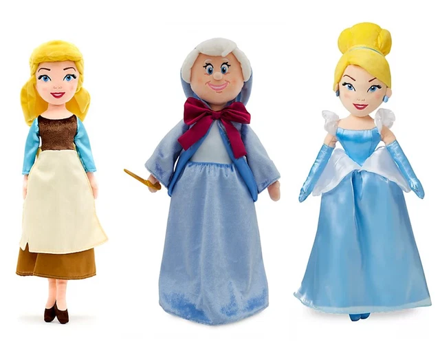 DISNEY STORE PLUSH Cinderella Bundle. Inc Fairy Godmother & 70th ...