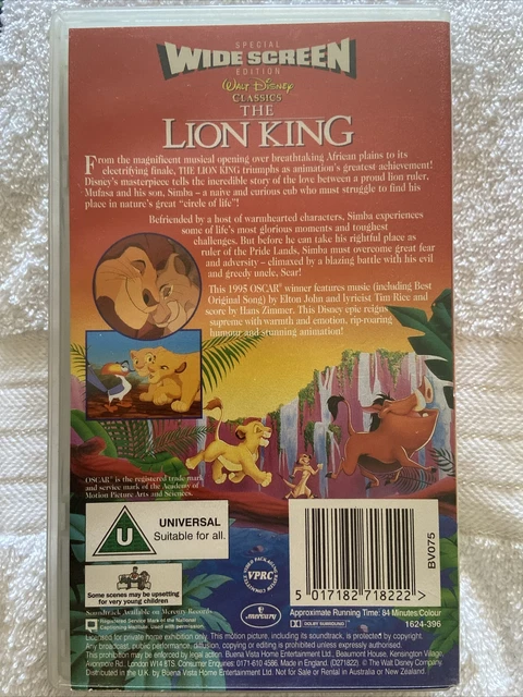 DISNEY THE LION King Special Widescreen Edition VHS Video Tape £9.99 ...