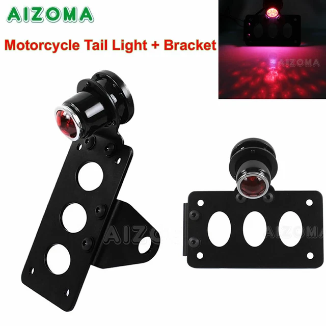 MOTORCYCLE SIDE MOUNT Number License Plate Bracket Brake Tail Light For ...