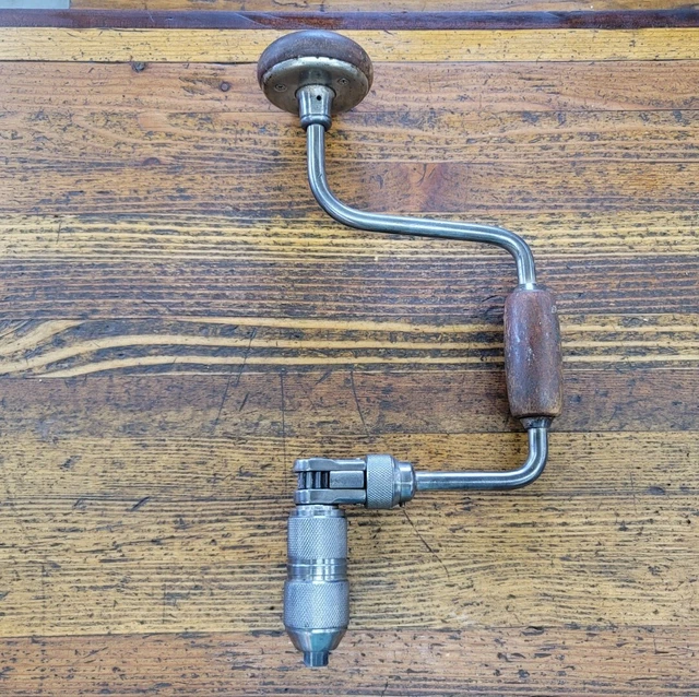 VINTAGE TOOLS RATCHETING Hand Drill Auger Bit Brace STANLEY Woodworking ...