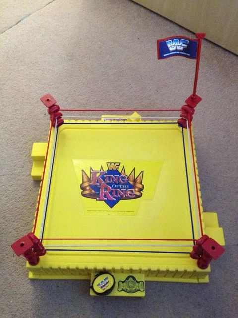 WWF/WWE HASBRO KING of the Ring Wrestling Ring Yellow With Belt and ...