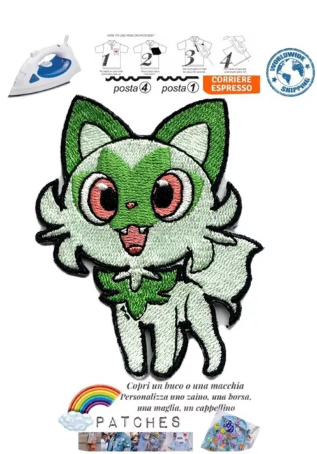 PATCH SPRIGATITO POKÉMON toppa termoadesiva iron on feline monster embroidered EUR 6,49 ...