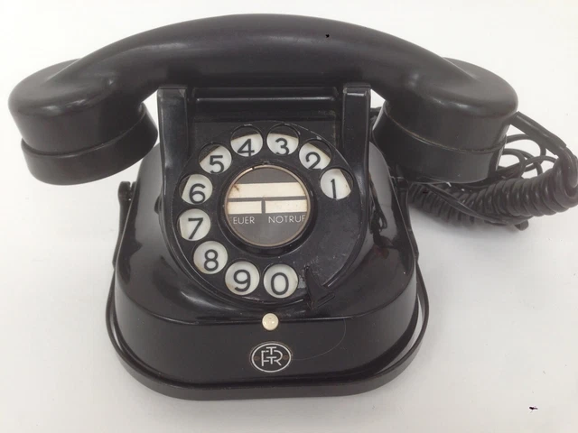 VINTAGE FTTR TELEPHONE Black Rotary Dial Phone 9" Wide Good Condition £ ...