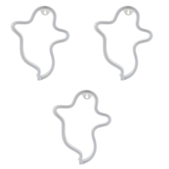 3 COUNT GHOST Decor Lights Halloween Homeware Table Neon Lamp Festival ...