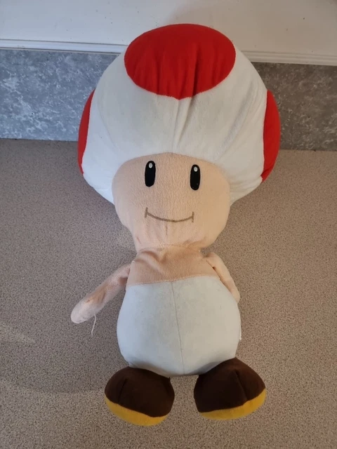 NINTENDO SUPER MARIO Red Toad Mushroom 2008 Plush Soft Toy Large Soft ...