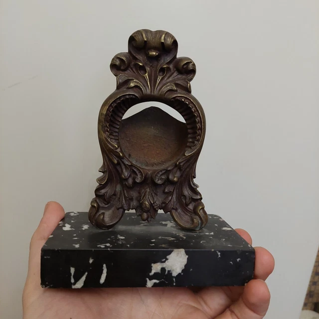 ANCIEN PORTE MONTRE Gousset Bronze Marbre Style Louis Xv 19eme Xix ...