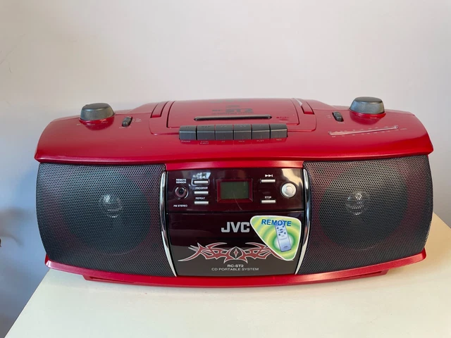 JVC RC-ST2 PORTABLE Boombox CD Player Cassette AM FM Radio Red RARE RC ...