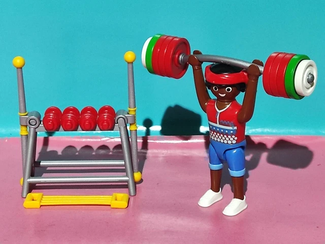 PLAYMOBIL FIGURE WEIGHTLIFTER Bodybuilder Gym Sport Gym Action City £13 ...