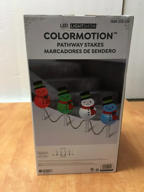 GEMMY LIGHTSHOW 4-MARKER Color Changing 12" Snowman Christmas Pathway ...