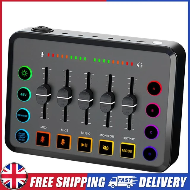 PROFESSIONAL AUDIO MIXER with XLR Microphone Interface Volume Fader ...