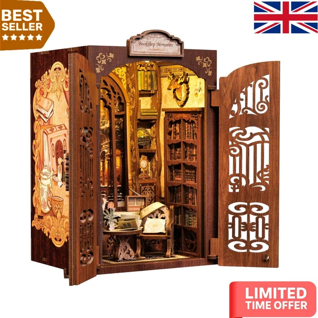 UNIQUE 3D WOODEN Book Nook Kit with Touch LED Light - Collectible Decor ...
