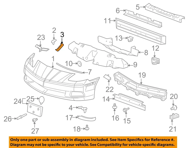 CHEVROLET GM OEM Corvette Front Bumper-Bumper Cover Reinforcement Left ...