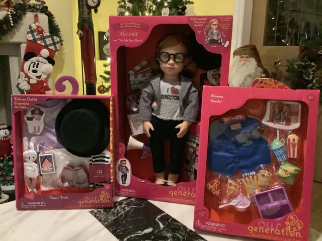 OUR GENERATION DELUX Director doll Mienna with Cinema Snacks & Magic ...