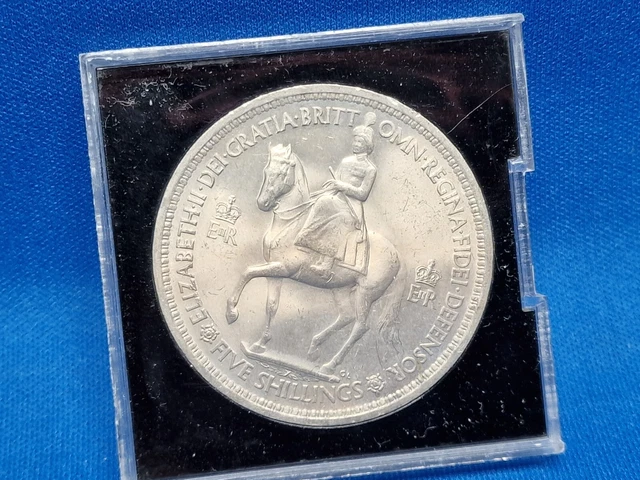 QUEEN ELIZABETH II Five Shillings Coin 1953 Coronation Crown in Case (A ...