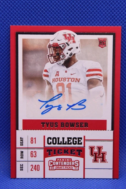 2017 PANINI CONTENDERS College Ticket TYUS BOWSER Houston Cougars Auto ...