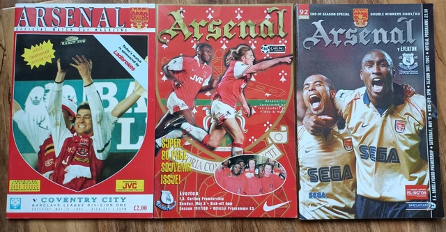 3 X ARSENAL title winning celebration programmes 1991 1998 2002 job lot ...
