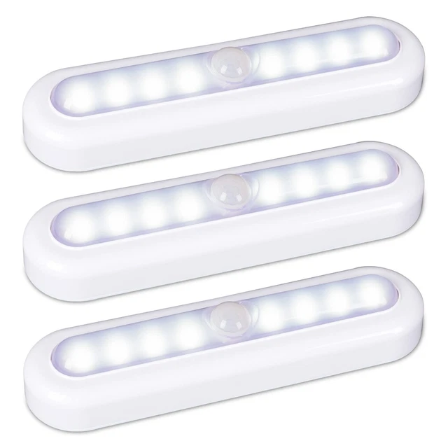 7IN MOTION SENSOR Lights Indoor LED Stick On 3 Pack Cool White £15.99 ...