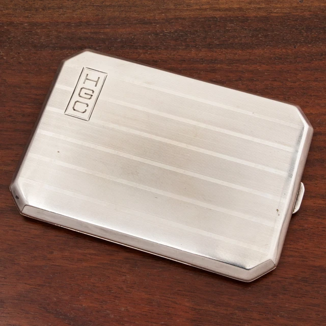 HEAVY AMERICAN ART Deco Sterling Silver Cigarette Card Case Monogram ...