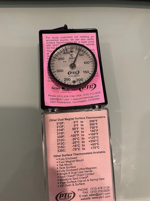PTC INSTRUMENTS MODEL 314C Dual Magnet Surface Thermometer $40.00 ...