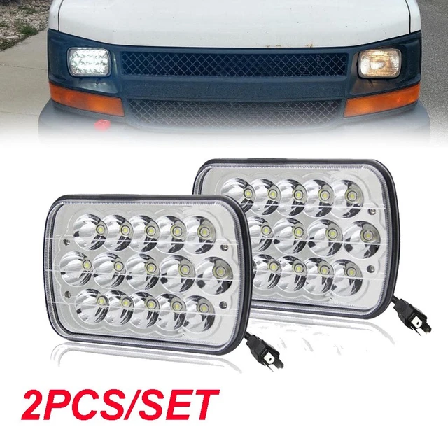 PAIR FOR CHEVY Express 1500 2500 3500 GMC H4 5x7 7x6 inch LED Headlight ...