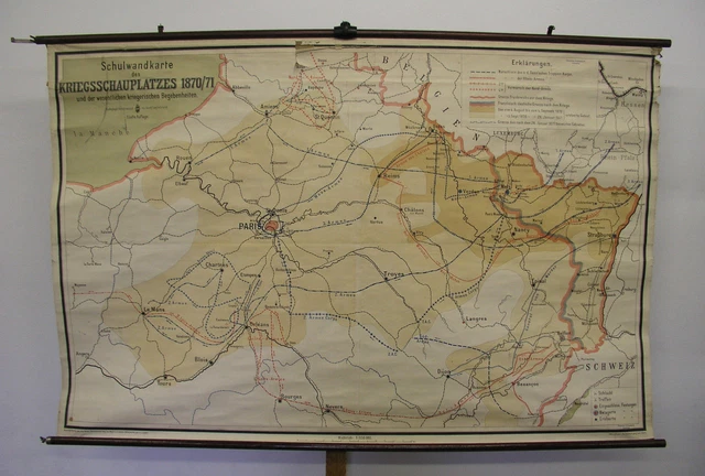 SCHOOL WALL MAP The War 1870-71 An Empire Goes, One Comes 200x130c ...