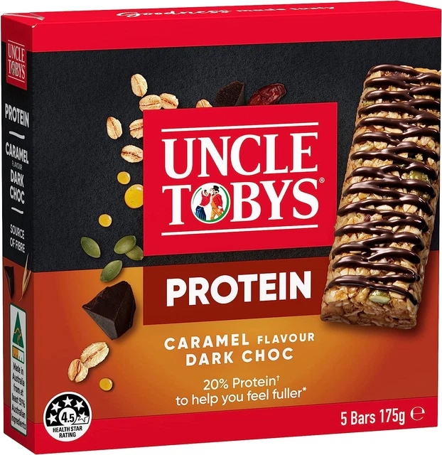 UNCLE TOBYS CARAMEL Dark Choc Protein Muesli Bars 5 Bars (40 Count ...