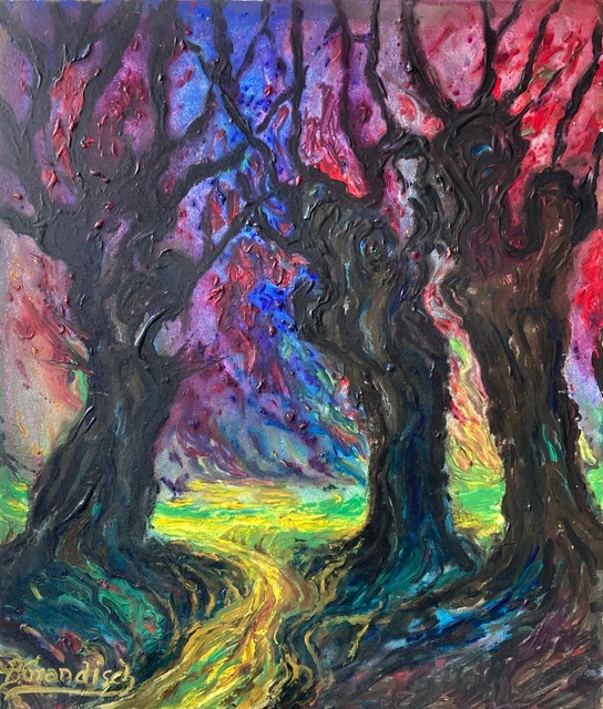 ÖLBILD EXPRESSIONIST WEIDEN im Abendlicht Berthold Richard Grandisch ...