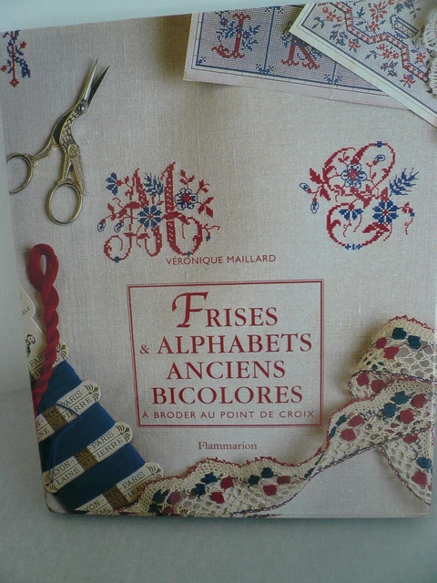 FRISES & ALPHABETS Anciens Bicolores à broder au point de croix V ...