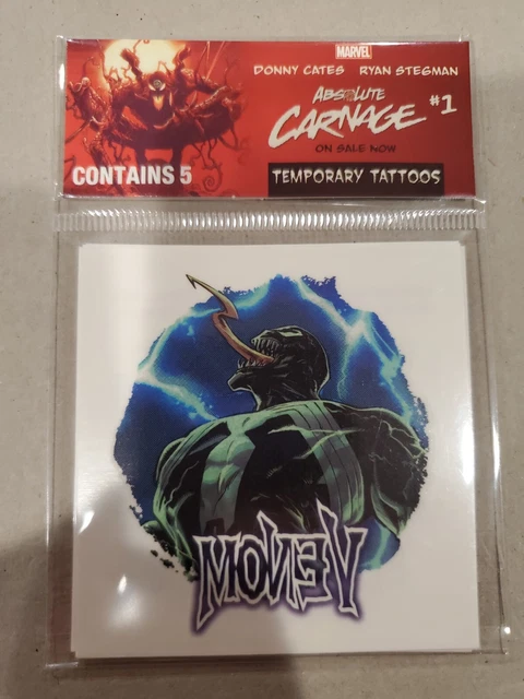 ABSOLUTE CARNAGE PROMO Temporary TATTOOS Venom SPIDER MAN Stan Lee ...