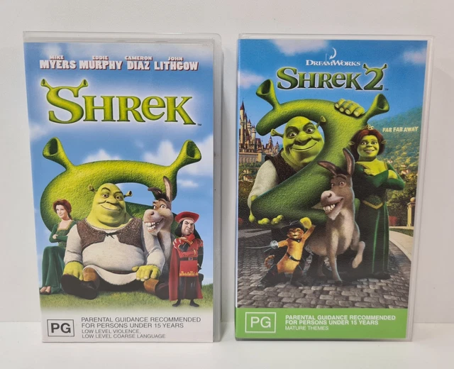 SHREK & SHREK 2 VHS Bundle Dreamworks Animated Movie Mike Myers Eddie ...